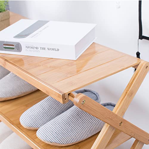JAPIIM 3-Tier Shoe Rack Bamboo Board, Multi-Layer Foldable Bamboo Shoe Organizer Multi-Functional Storage Free Standing Shoe Rack for Home, Doorway, Corridor, Balcony, Bedroom.