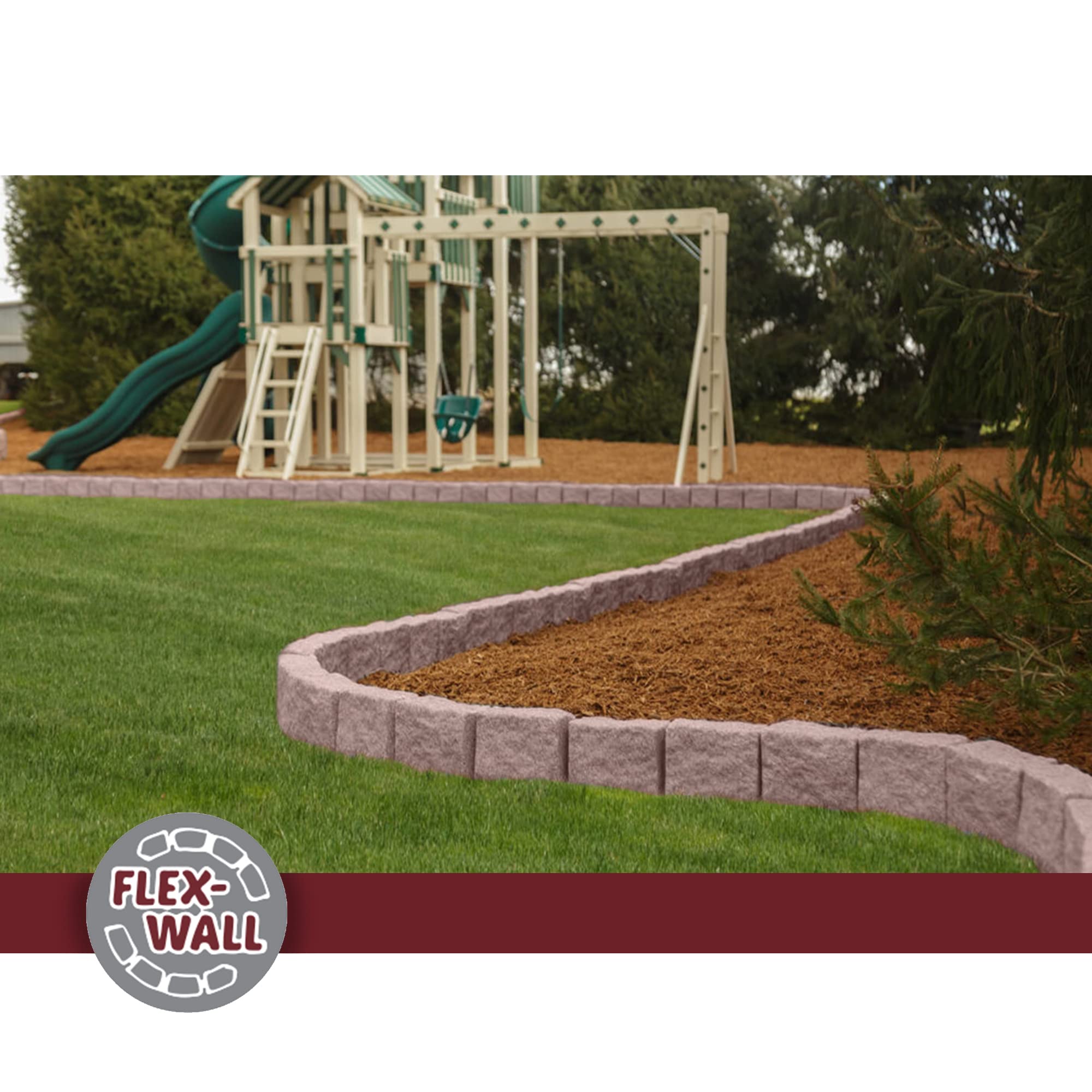 Garden Elements True Form Outdoor Decorative Flex-Wall Resin Edging for Gardens, Playgrounds, Plastic Life-Like Cobblestone Landscape Lawn Borders, 4 Foot Section (Pack of 4)
