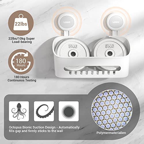 4 Packs Shower Caddy Suction Cup Set - Shower Shelf+Soap Dish+Suction Hooks - One Second Installation NO-Drilling Removable Powerful Waterproof DIY Shower Organizer for inside Shower Bathroom Kitchen