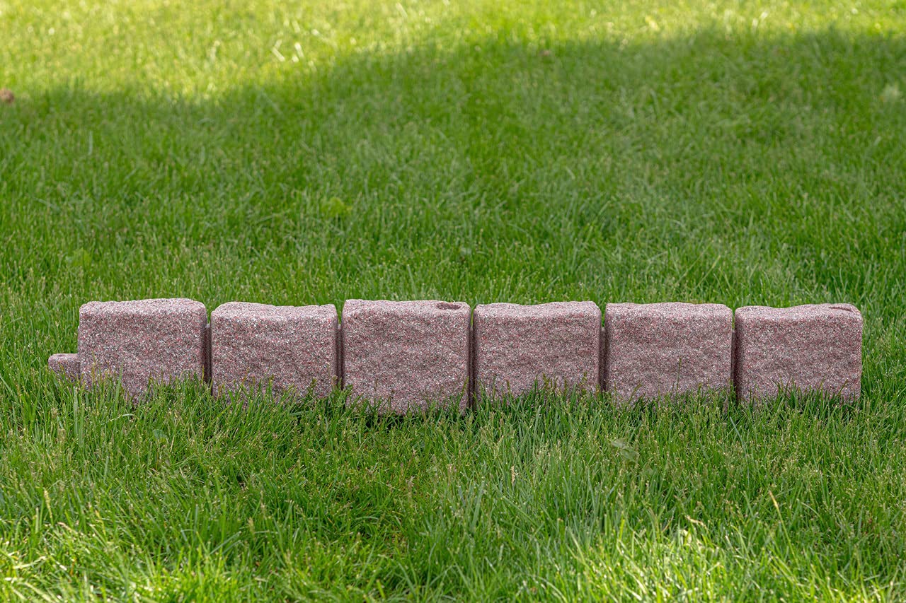 Garden Elements True Form Outdoor Decorative Flex-Wall Resin Edging for Gardens, Playgrounds, Plastic Life-Like Cobblestone Landscape Lawn Borders, 4 Foot Section (Pack of 4)