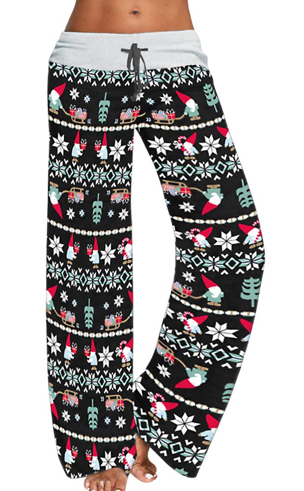 AMiERY Women's Christmas Pajamas Pants Xmas Gifts Pajama Bottoms Pants Palazzo XXL