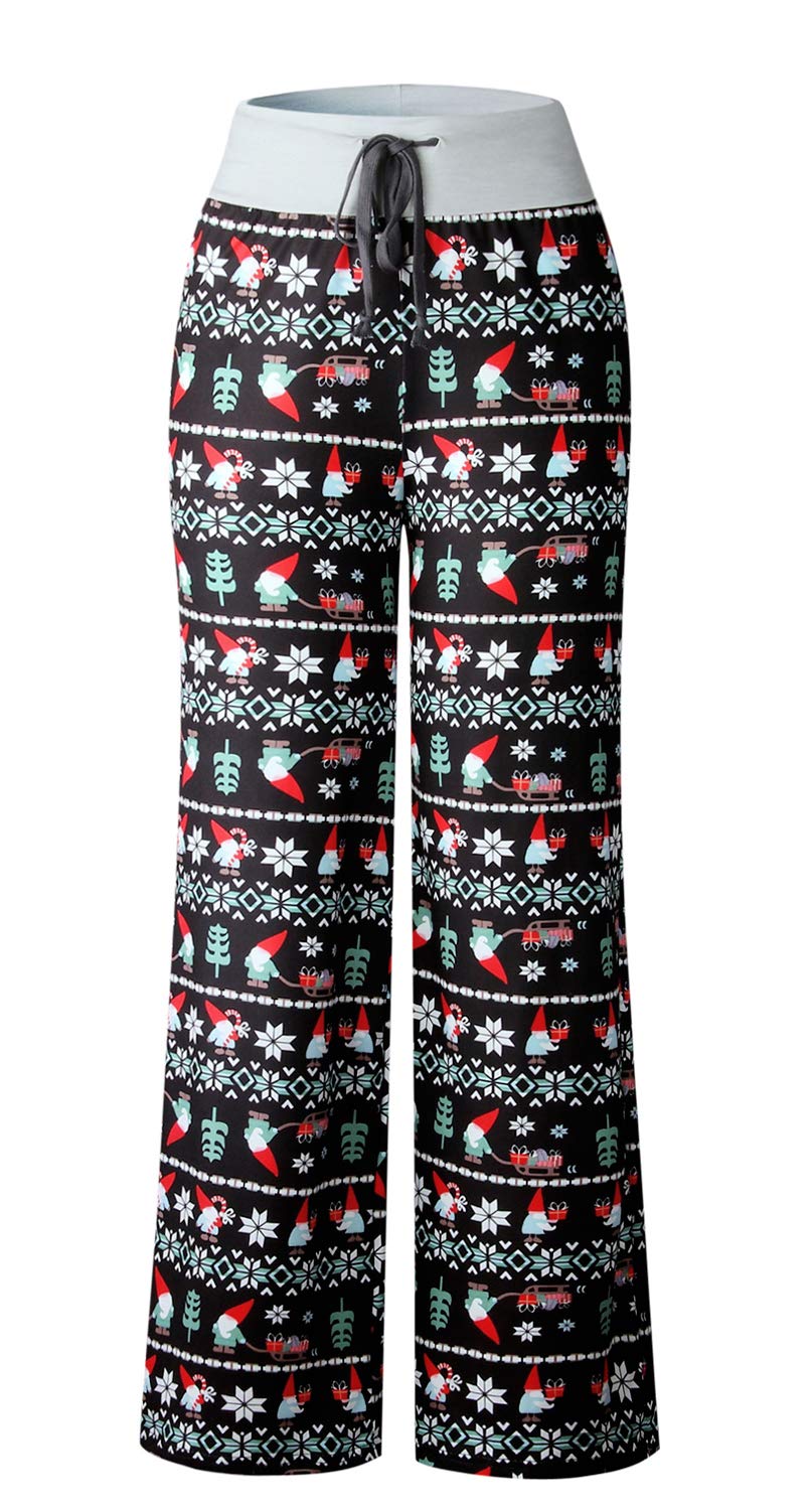AMiERY Women's Christmas Pajamas Pants Xmas Gifts Pajama Bottoms Pants Palazzo XXL