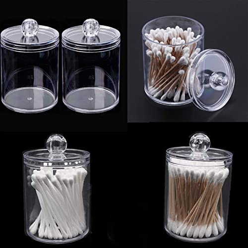 XIYUEDHHYX 3 Pack Plastic Acrylic Bathroom Vanity Canister Jars with Storage Lid, Creative Lotus Cotton Swab Apothecary Jars, Qtip Holder Makeup Organizer for Cotton Balls,Swabs,Pads,Bath Saltsā¦