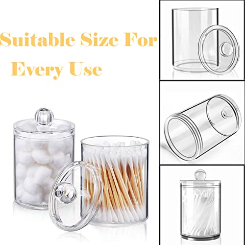 XIYUEDHHYX 3 Pack Plastic Acrylic Bathroom Vanity Canister Jars with Storage Lid, Creative Lotus Cotton Swab Apothecary Jars, Qtip Holder Makeup Organizer for Cotton Balls,Swabs,Pads,Bath Saltsā¦