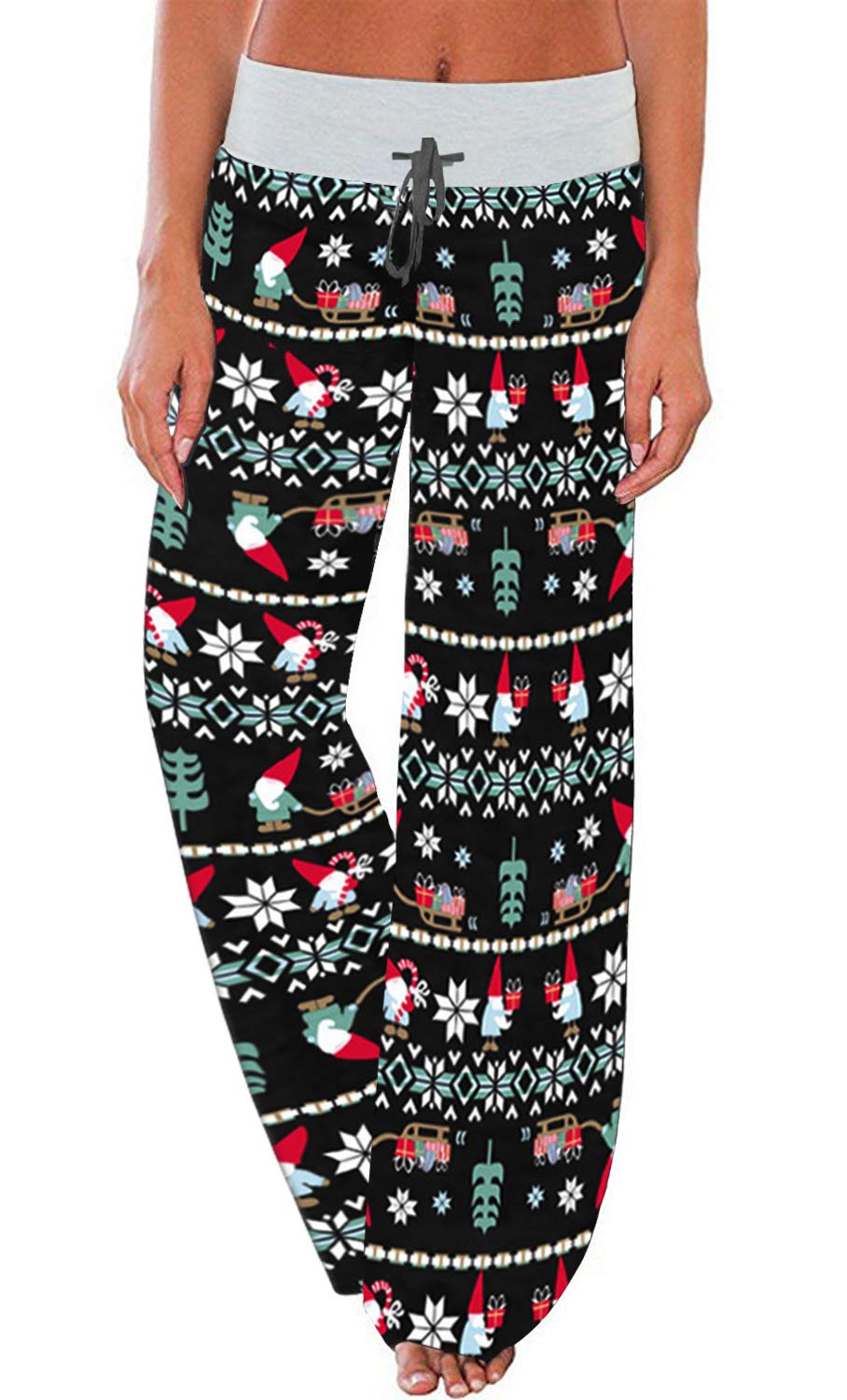 AMiERY Women's Christmas Pajamas Pants Xmas Gifts Pajama Bottoms Pants Palazzo XXL