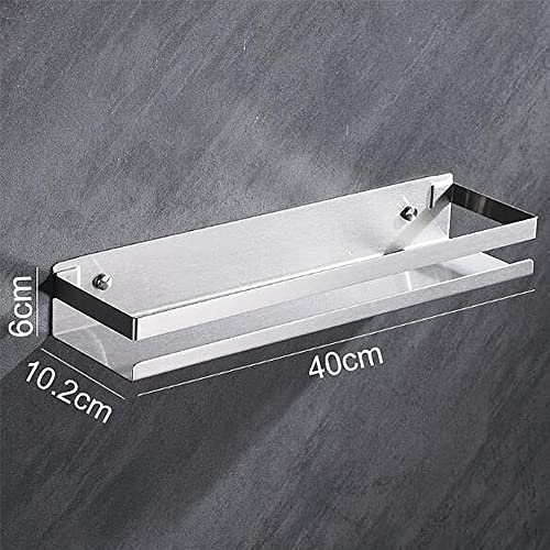 ATNKYOU Bathroom Shelf Adhesive Floating Shelf Stainless Steel Shower Caddy 1 Tier Storage Organizer Rack Wall Mount No Drilling for Bathroom Kitchen Toilet Living Room,40CM