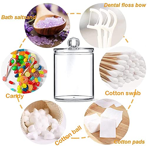 XIYUEDHHYX 3 Pack Plastic Acrylic Bathroom Vanity Canister Jars with Storage Lid, Creative Lotus Cotton Swab Apothecary Jars, Qtip Holder Makeup Organizer for Cotton Balls,Swabs,Pads,Bath Saltsā¦