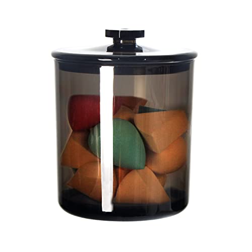 Youngever Black Plastic Apothecary Jars, Qtip Holder, Cotton Swab Holder, Bathroom Vanity Organizer for Cotton Balls, Cotton Pads, Qtips (1 Set 30 Ounce)