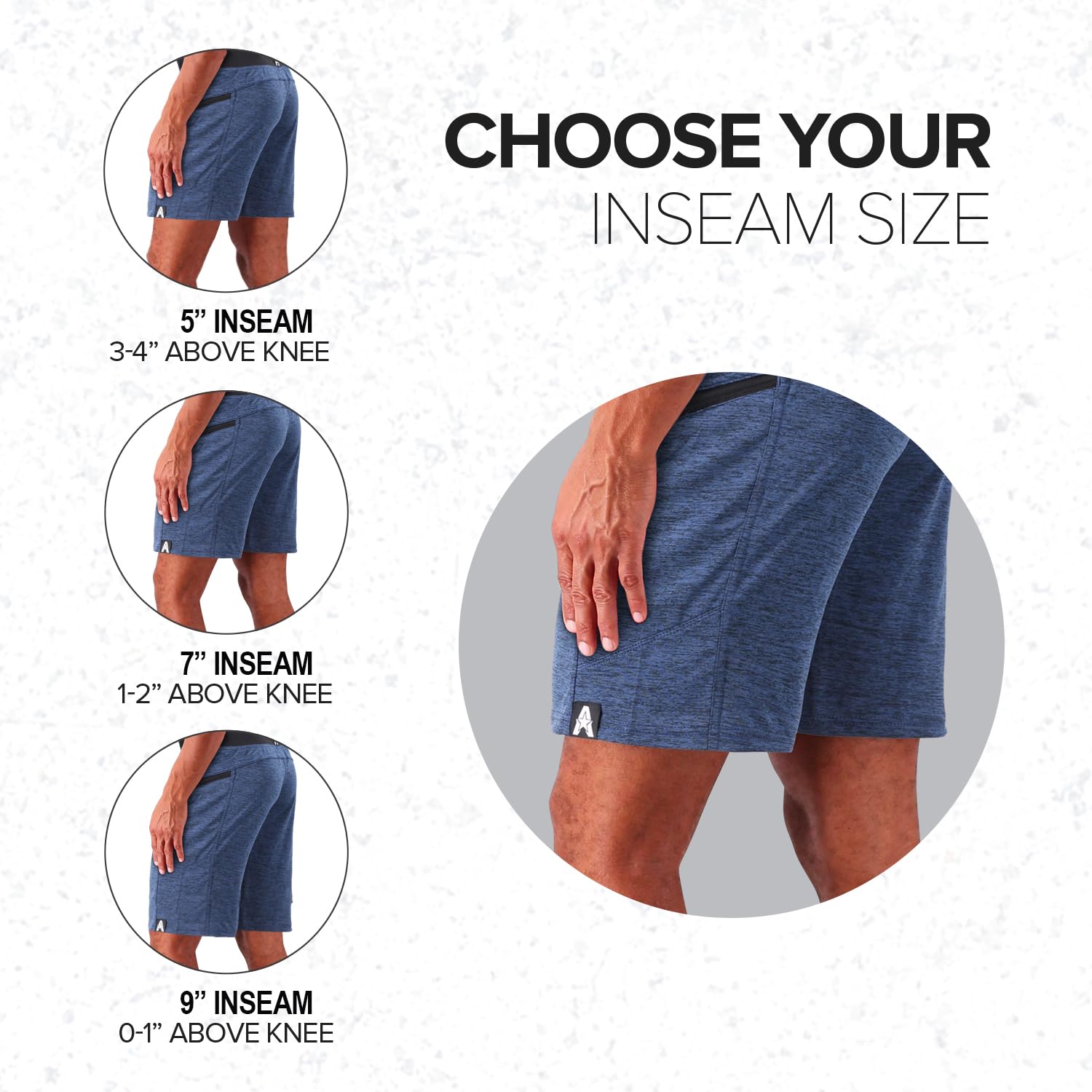 Anthem Athletics Hyperflex 7 Inch Men's Workout Shorts - Zipper Pocket Short for Running, Athletic & Gym Training - Iron Navy G2 - Medium