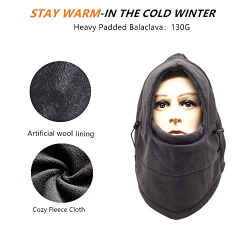 Balaclava Fleece Hood Winter Windproof Face Ski Mask for Men Grey Ultimate Thermal Retention & Moisture Wicking with Performance Soft Fleece Construction for Cold Weather