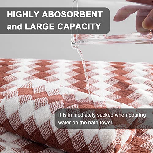 2 Hand Towels Set 15.7βx31.5β, Microfiber Diamond Hand Towels, Soft Bath Hand Towels for Bathroom Hotel Home Kitchen, High Absorbent Hotel Quality Quick Dry Hand Face Towels (Brown)