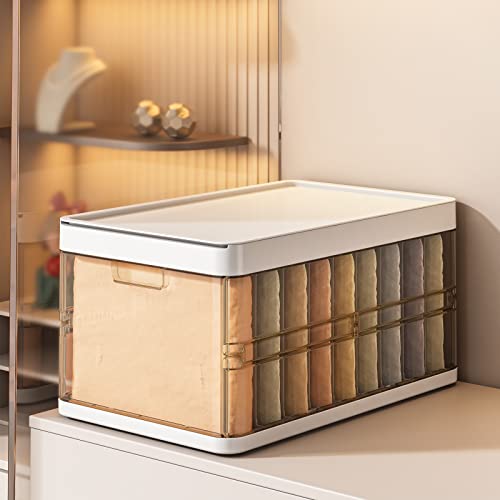 Jeans Organizer for Closet, Wardrobe Clothes Organizer for Folded Clothes, 9 Grids Clothes Drawer Organizer, Stackable Closet Organizer and Storage for Thin Jeans, T-Shirts, Underwear, Legging