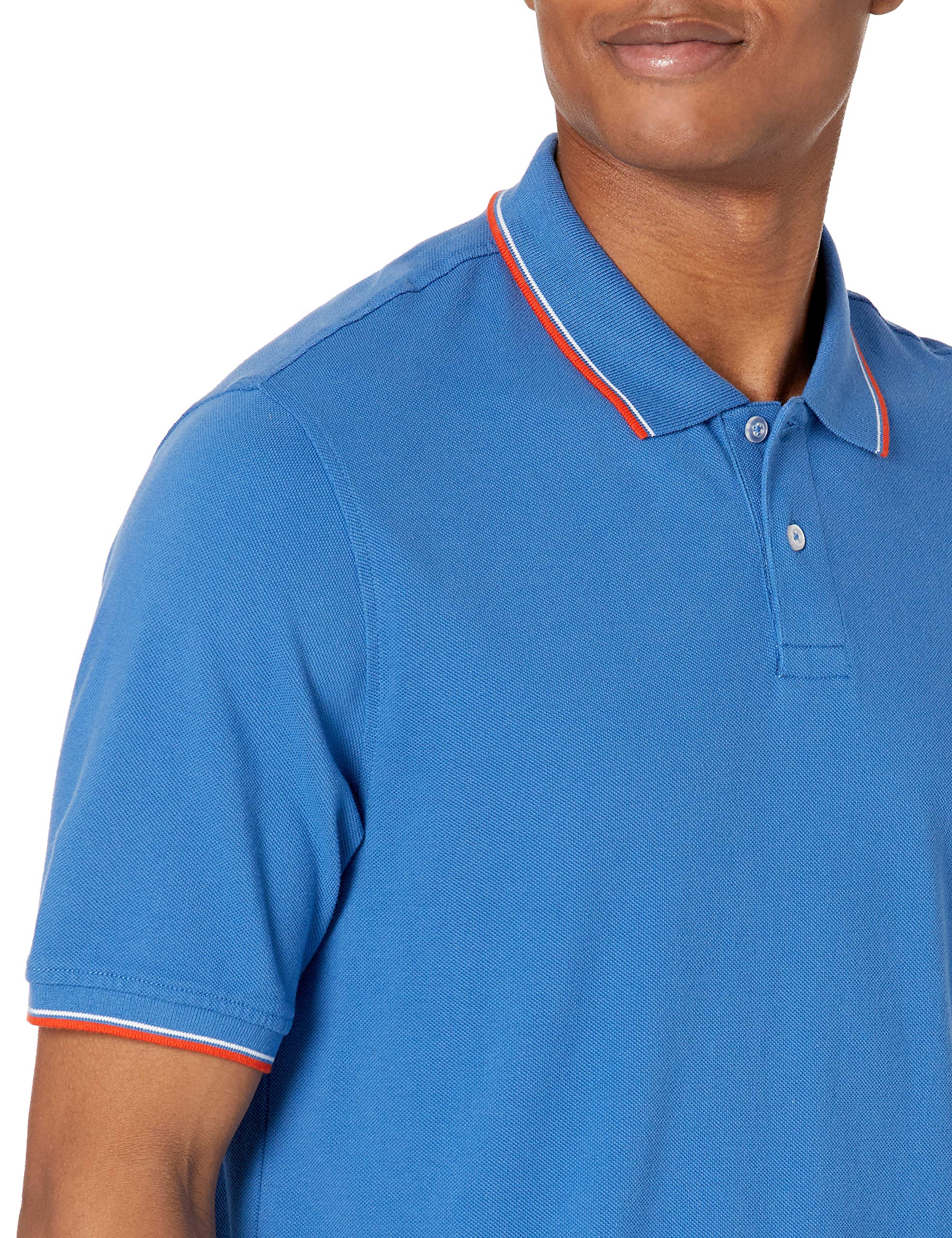 Amazon Essentials Men's Regular-Fit Cotton Pique Polo Shirt (Available in Big & Tall), Blue Red White Stripe, X-Large