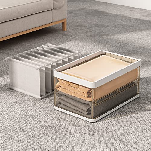 Jeans Organizer for Closet, Wardrobe Clothes Organizer for Folded Clothes, 9 Grids Clothes Drawer Organizer, Stackable Closet Organizer and Storage for Thin Jeans, T-Shirts, Underwear, Legging