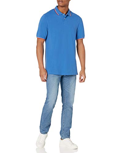 Amazon Essentials Men's Regular-Fit Cotton Pique Polo Shirt (Available in Big & Tall), Blue Red White Stripe, X-Large