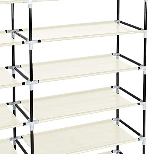 Knocbel 6 Tiers Shoe Rack Dustproof & Water-Resistant Non-Woven Fabric Closet Storage Cabinet Organizer, 44" x 11 1/8" x 43 1/4" (Beige)