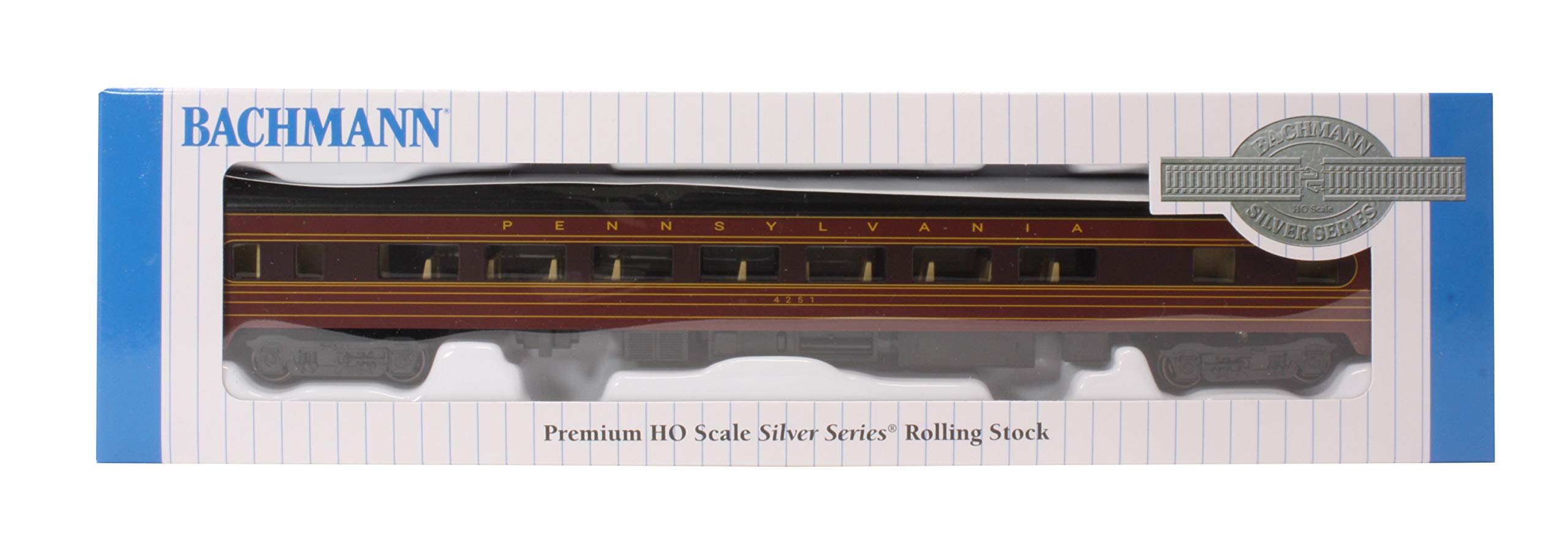 Bachmann Trains - 85' Smooth-Side Coach Car with Lighted Interior - PRR #4251 - Fleet of Modernism - HO Scale, 14212, Silver