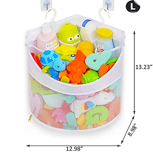 Ligereza Baby Bath Toy Organizer, Quick Drying, and Mould Proof, Corner Hang-Suspension Bath Toy Holder, Large Capacity Multi Use Corner Shower Caddy Shower Rack( White)