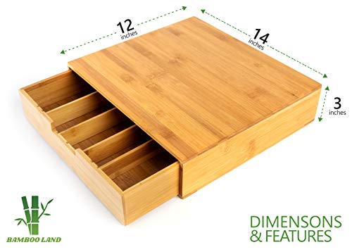 Bamboo Land- Bamboo K Cup Holder, 4 Adjustable Dividers, 36 K Cup Pod Storage, Coffee Pod Drawer, Coffee Pod Holder, Coffee Pod Organizer, Kcup Holder, K Cup Holders for Counter, Coffee Pods Holder