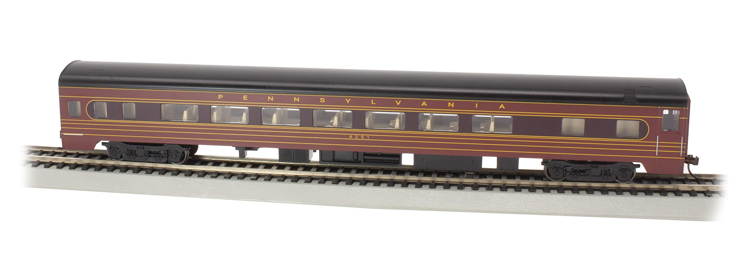 Bachmann Trains - 85' Smooth-Side Coach Car with Lighted Interior - PRR #4251 - Fleet of Modernism - HO Scale, 14212, Silver