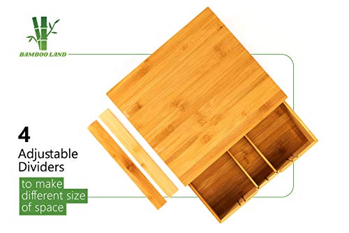 Bamboo Land- Bamboo K Cup Holder, 4 Adjustable Dividers, 36 K Cup Pod Storage, Coffee Pod Drawer, Coffee Pod Holder, Coffee Pod Organizer, Kcup Holder, K Cup Holders for Counter, Coffee Pods Holder
