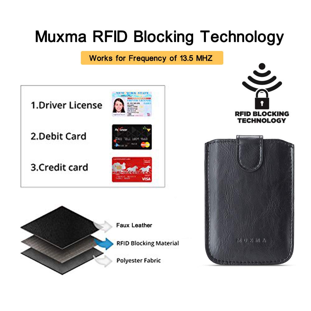 MUMUGUO Card Holder for Back of Phone,Pu Leather RFID Blocking 5 Pull Credit Card Cash Cell Phone Wallet Pocket Stick on Back iPhone