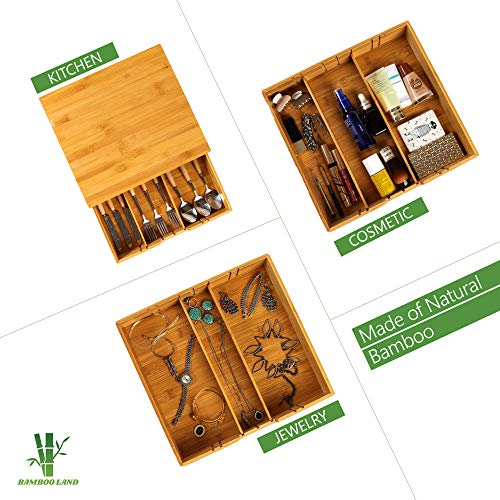 Bamboo Land- Bamboo K Cup Holder, 4 Adjustable Dividers, 36 K Cup Pod Storage, Coffee Pod Drawer, Coffee Pod Holder, Coffee Pod Organizer, Kcup Holder, K Cup Holders for Counter, Coffee Pods Holder