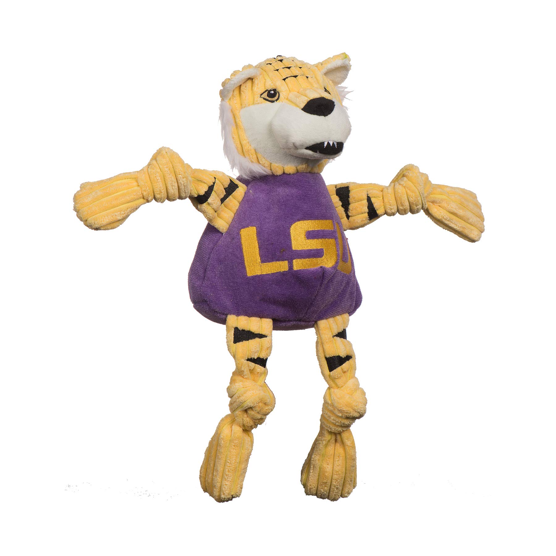 HuggleHounds Knottie Plush Dog Toy - Dog Stuffed Animal Toy, Puppy Toys, Squeaky Dog Toy for Small, Medium & Large Dogs, Durable Plush to Keep Busy, Officially Licensed - LSU Mike The Tiger, Large