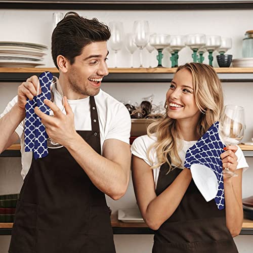Curdesi Hand Towels for Bathroom, Navy Blue Quatrefoil Hand Bath Towel Soft Absorbent Microfiber Kitchen Dish Towels 12 x 12inches