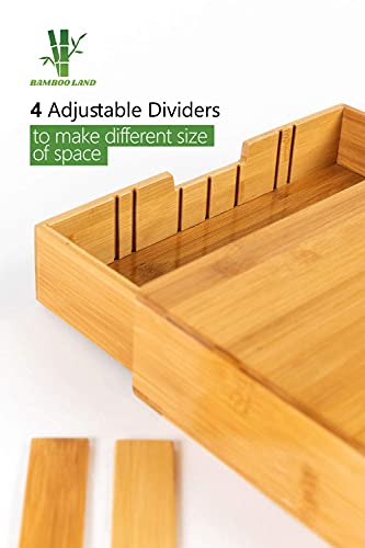Bamboo Land- Bamboo K Cup Holder, 4 Adjustable Dividers, 36 K Cup Pod Storage, Coffee Pod Drawer, Coffee Pod Holder, Coffee Pod Organizer, Kcup Holder, K Cup Holders for Counter, Coffee Pods Holder
