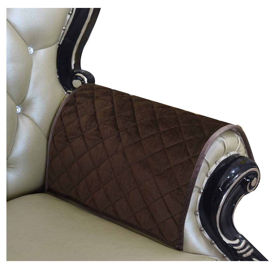 HAOMAIJIA Sofa Armrest Cover, Recliner Chair Arm Cover,Armchair Slipcover Nonslip Quilted Furniture Protector for Leather Sofa Couch (ALatte, 20 x24 Inches Sofa Armrest Cover-2 Pieces)