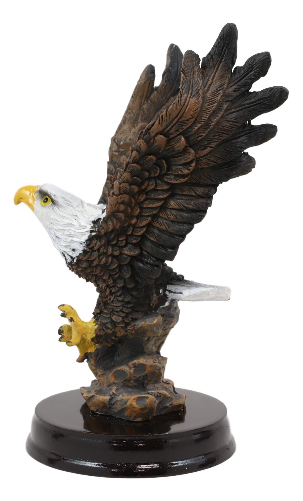 Ebros American Pride Swooping Bald Eagle with Spread Out Wings by Rocky Cliff Statue On Black Trophy Base 5.25" Tall USA Patriotic National Emblem Independence Day American Home Decor Figurine