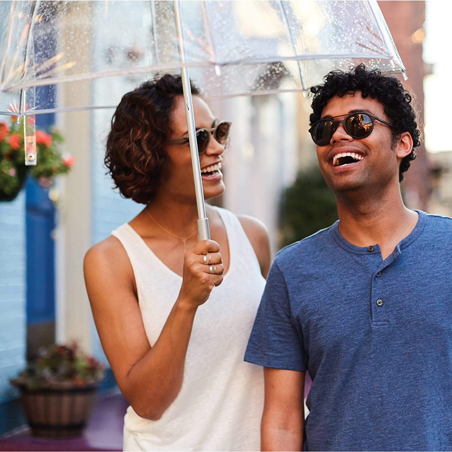totes Adult Clear Bubble Umbrella with Dome Canopy, Lightweight Design, Wind and Rain Protection Umbrella, Clear - 2pk, Adults - 51" Canopy