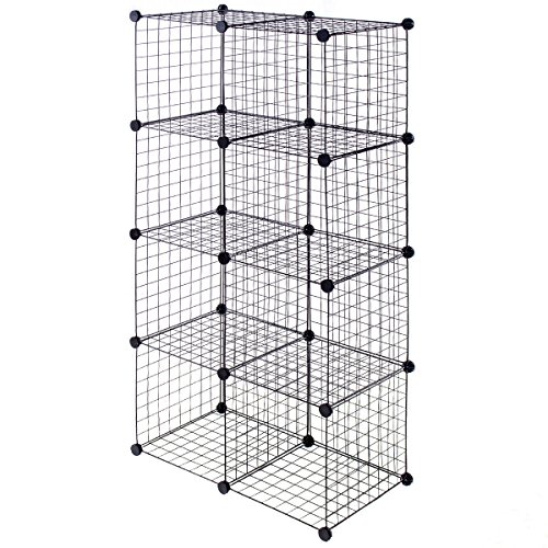 Tangkula Metal Wire Cube Storage, 8-Cube Stackable Free Standing Cubby Storage Organizer Shelf, Modular Shelving Grids, DIY Bookcase Closet Wardrobe Organization Storage Cubes