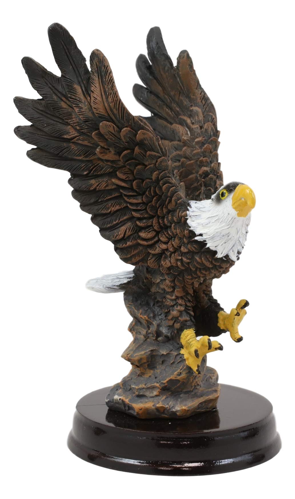 Ebros American Pride Swooping Bald Eagle with Spread Out Wings by Rocky Cliff Statue On Black Trophy Base 5.25" Tall USA Patriotic National Emblem Independence Day American Home Decor Figurine