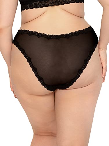 Smart & Sexy Women's Lace Trim & Mesh Panty 2 Packs Sexy Thongs & Cheeky Bikinis, Electric Pink/Black Hue, 7