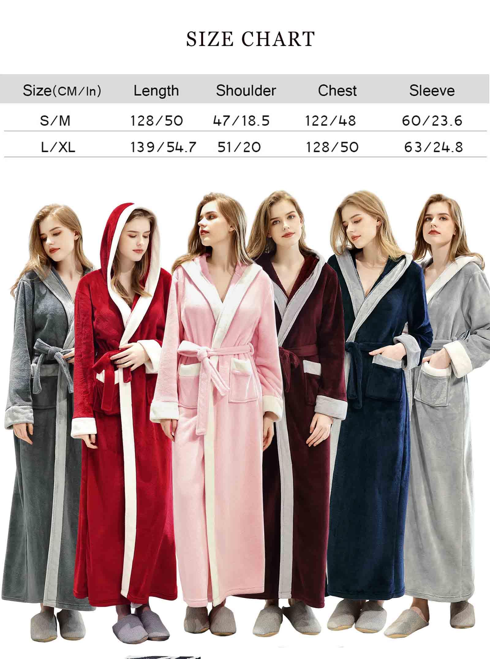 Artfasion Women Robes Long Soft Hooded Bathrobes Sleepwear Winter Warm Ladies Housecoat Gift Robe