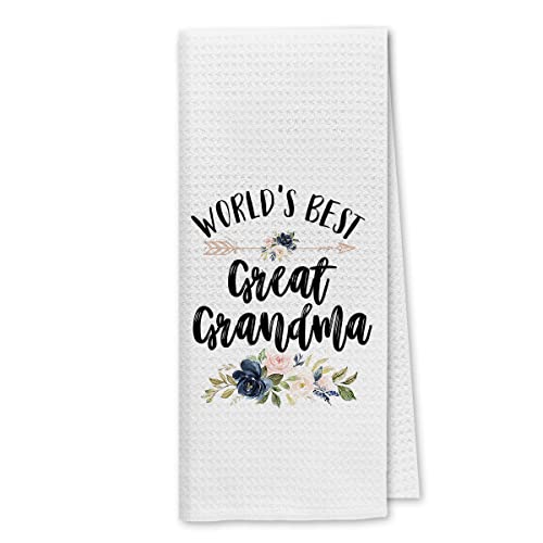DIBOR Worldâs Best Great Grandma Floral Kitchen Towels Dish Towels Dishcloth,Best Grandma Decorative Absorbent Drying Cloth Hand Towels Tea Towels for Bathroom Kitchen,Grandma