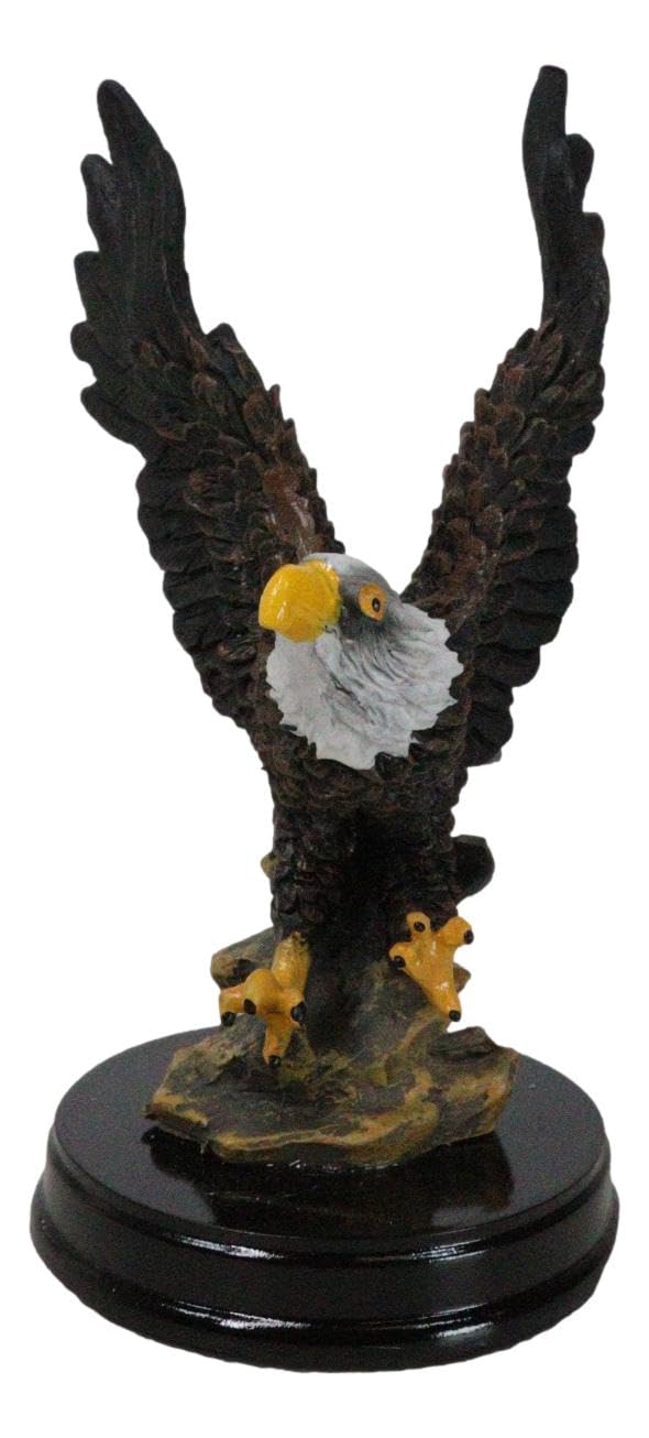 Ebros American Pride Swooping Bald Eagle with Spread Out Wings by Rocky Cliff Statue On Black Trophy Base 5.25" Tall USA Patriotic National Emblem Independence Day American Home Decor Figurine