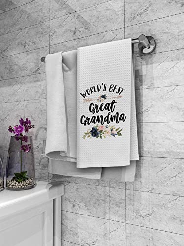 DIBOR World’s Best Great Grandma Floral Kitchen Towels Dish Towels Dishcloth,Best Grandma Decorative Absorbent Drying Cloth Hand Towels Tea Towels for Bathroom Kitchen,Grandma