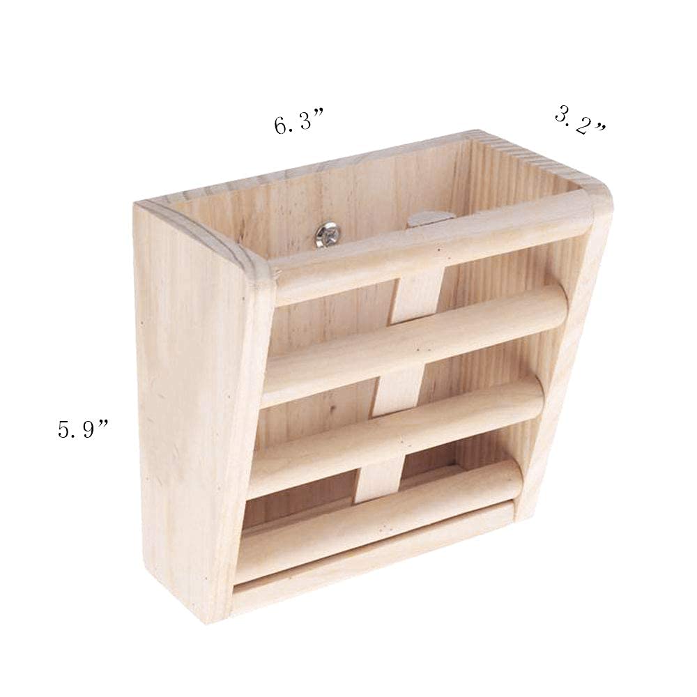 Chinchilla Hay Rack,Bunny Hay Feeder,Guinea Pig Hay Holder,Rabbit Food Dispenser,Natural Wooden,Hamster,Rabbit Cage Accessories by BLSMU
