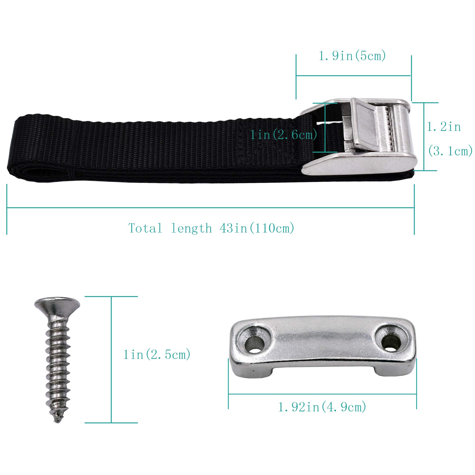 YYST Cooler Tie-Down Kit Strap Improved Cooler Straps Compatible with Yeti RTIC Igloo Coleman Coolers W SS 316 Buckle and 316 Deck Loop to Keep Your Cooler Secured - No Cooler – Type B (2)