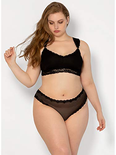 Smart & Sexy Women's Lace Trim & Mesh Panty 2 Packs Sexy Thongs & Cheeky Bikinis, Electric Pink/Black Hue, 7