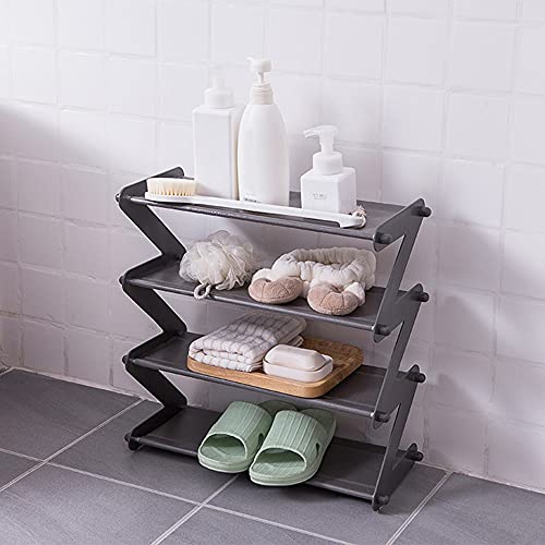 LUCKY UNA Shoe Rack Z Shape Space Save Shoe Shelf Slipper Practical Shoe Cabinet Home Organization (coffee)
