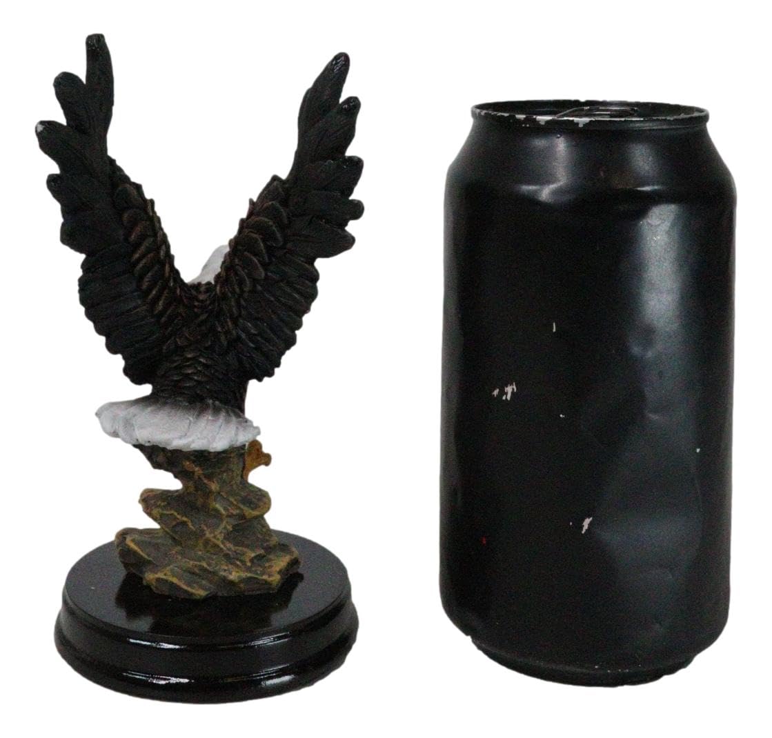 Ebros American Pride Swooping Bald Eagle with Spread Out Wings by Rocky Cliff Statue On Black Trophy Base 5.25" Tall USA Patriotic National Emblem Independence Day American Home Decor Figurine