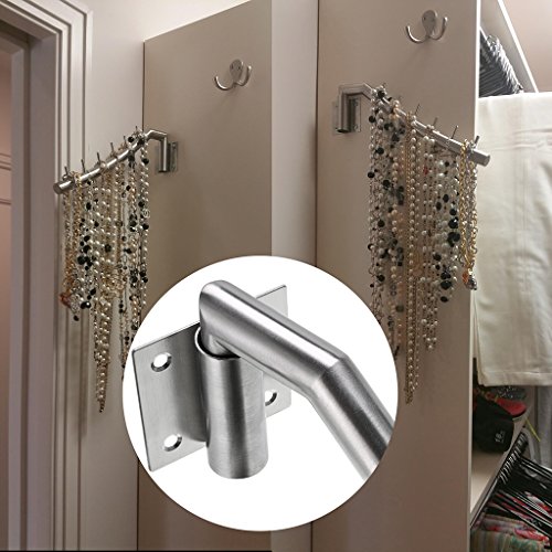 Sumnacon 12.6" Wall Mounted Clothes Hanger Rack, Stainless Steel Garment Hooks with Swing Arm Holder, Space Saver Clothing and Closet Rod Storage Organizer for Laundry Room Bedrooms Bathrooms