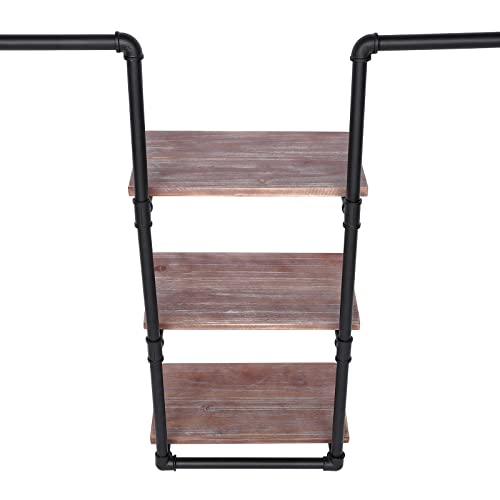 NeNchengLi Industrial Pipe Clothing Rack Wall Mount Clothing Rack With Three Storage Shelves Clothing Display Rack Retail Display Clothes Rod Iron Garment Rack Multi-occasion Clothes Display Shelf