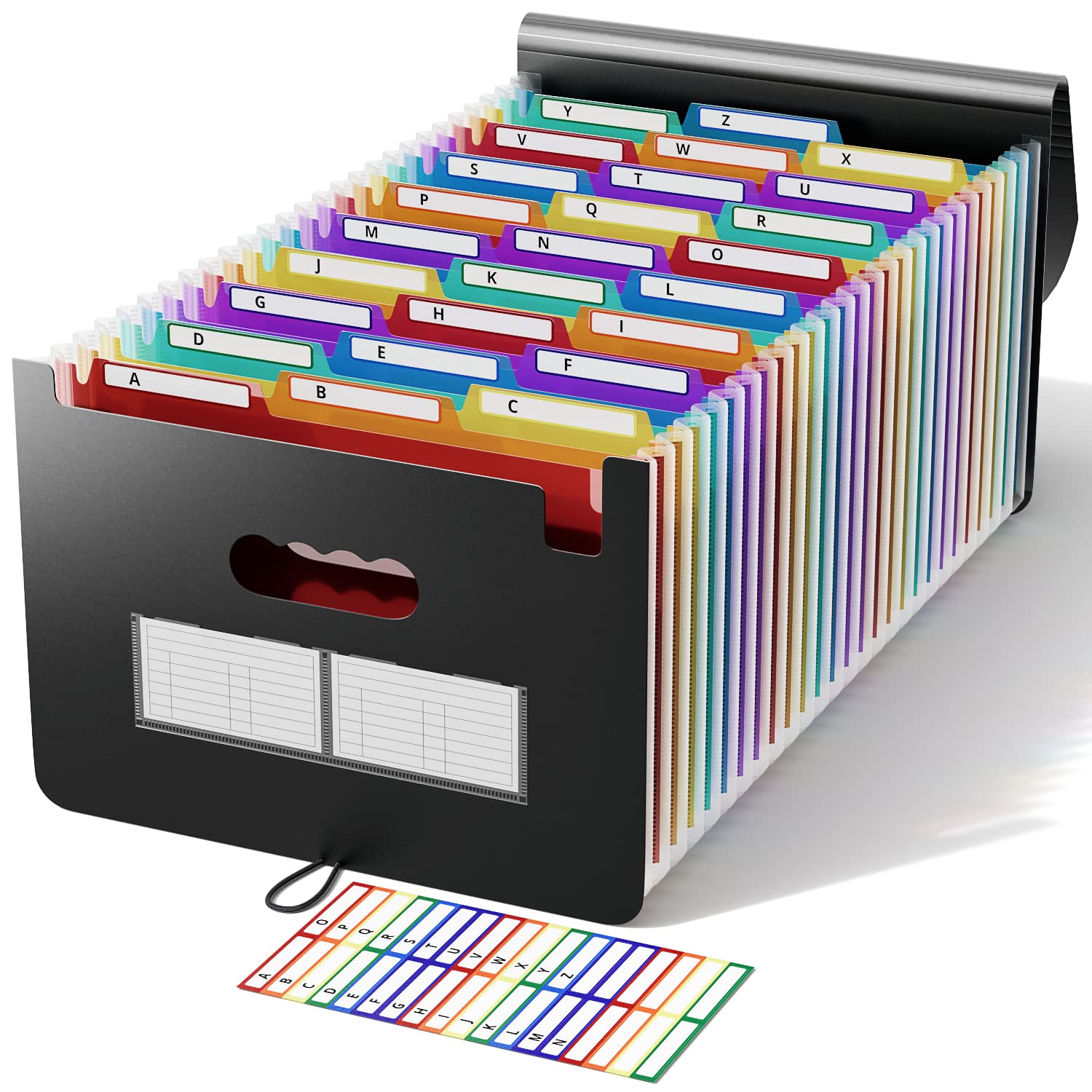 ABC life 26 Pockets Accordion File Organizer/Expanding File Folder A4 Letter Size Expandable Filling Box/Plastic Accordian Document Paper Coupon Bill Receipt Organiser, A-Z Alphabetical Colored Tabs