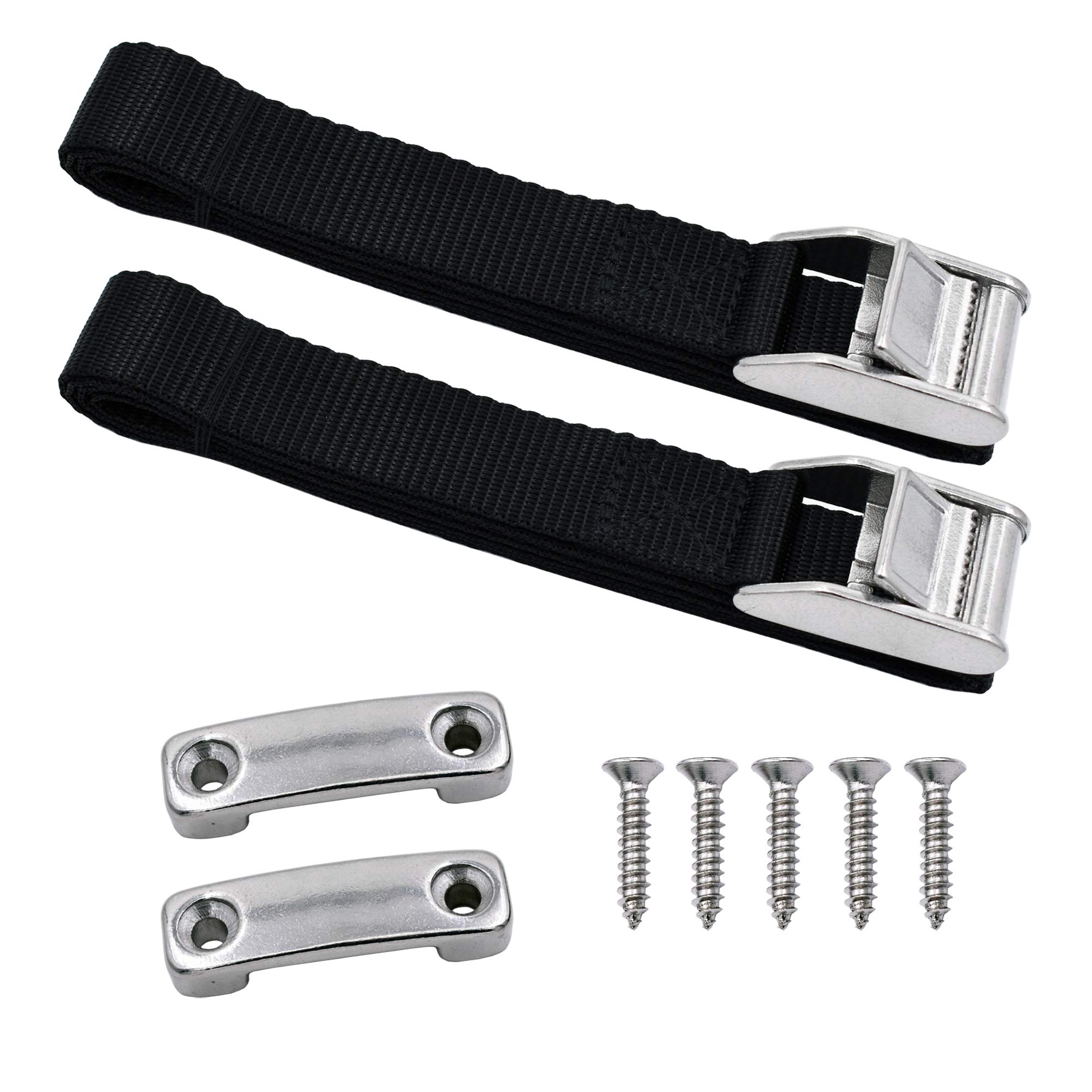YYST Cooler Tie-Down Kit Strap Improved Cooler Straps Compatible with Yeti RTIC Igloo Coleman Coolers W SS 316 Buckle and 316 Deck Loop to Keep Your Cooler Secured - No Cooler ā Type B (2)