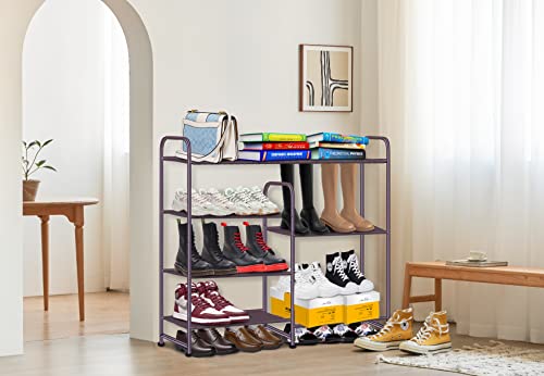 MISSLO 4 Tier Boot Shoe Rack + 3 Tier Long Shoe Rack for Closet Shoe 0rganizer